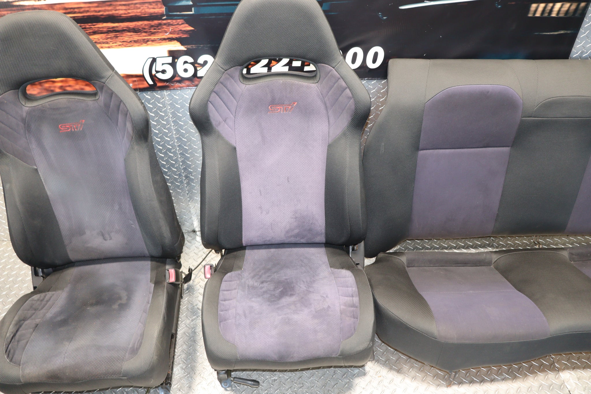JDM SUBARU IMPREZA WRX STI S202 BUGEYE COMPLETE FRONT AND REAR SEATS L ...